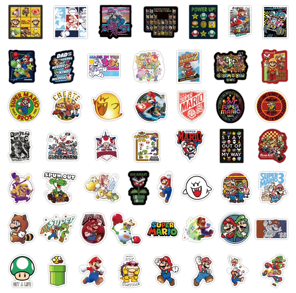 50pcs Classic Game Super Mario Sticker Design For Children Skateboard ...