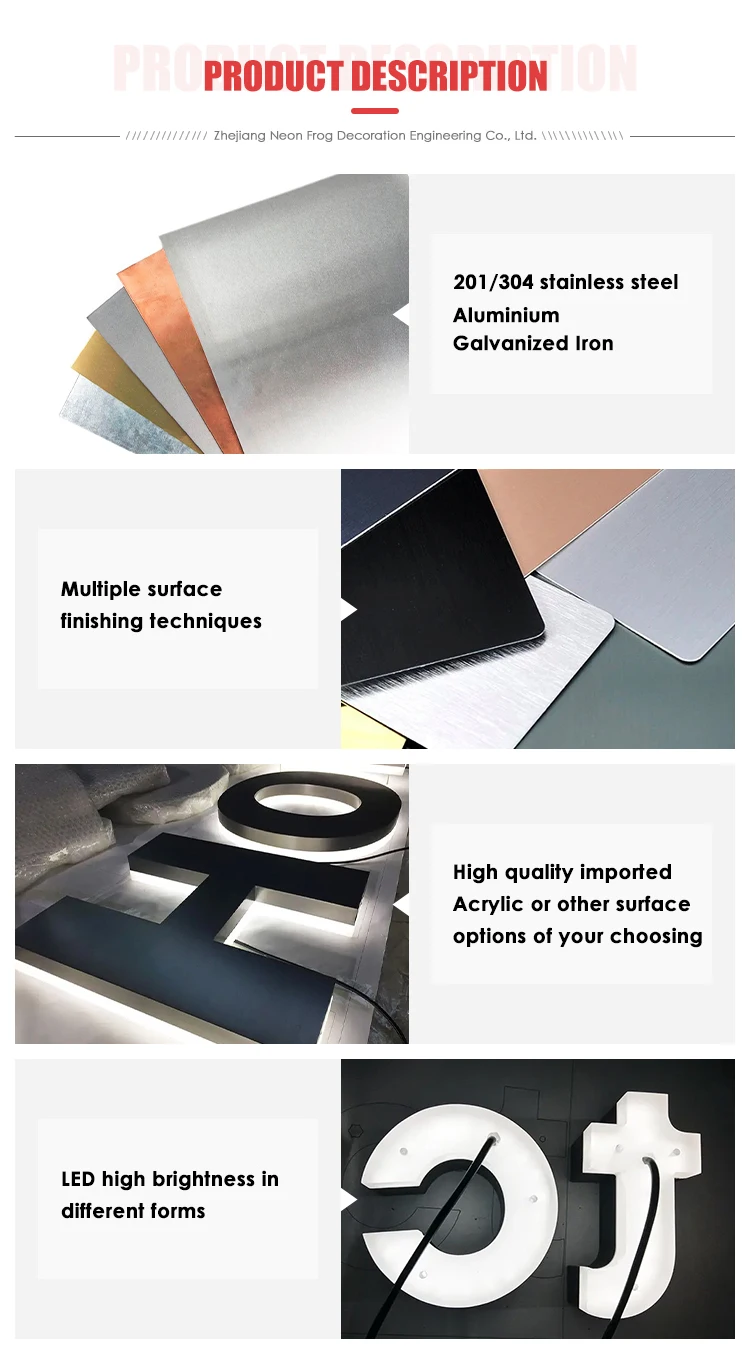 Acrylic Led Outdoor Advertising Word Plate Stainless Steel Door Sign ...