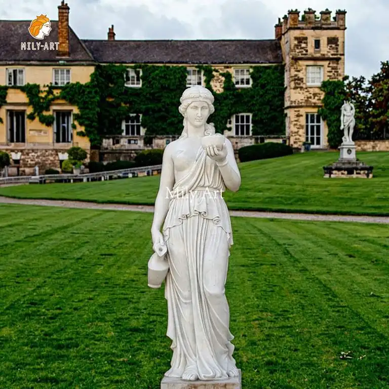Outdoor Garden Life Size Hand Carved Natural Stone Hebe Statue