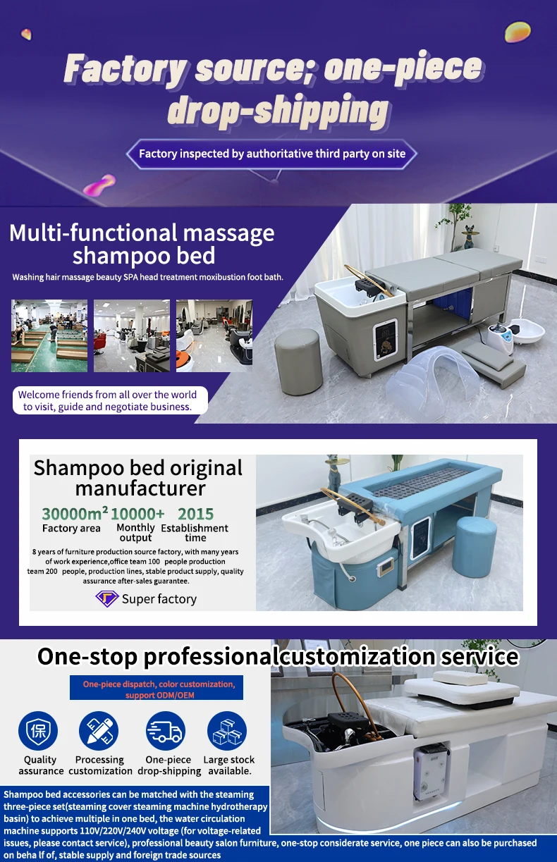 Modern Japanese Head Spa Waterfall Hair Washing Bed Salon