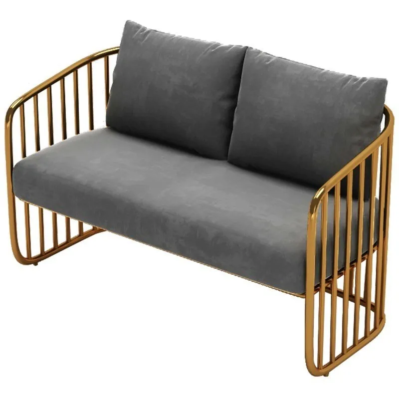 Minimalist Gold Frame Fabric Couches Sofa Luxury Living Room Double ...