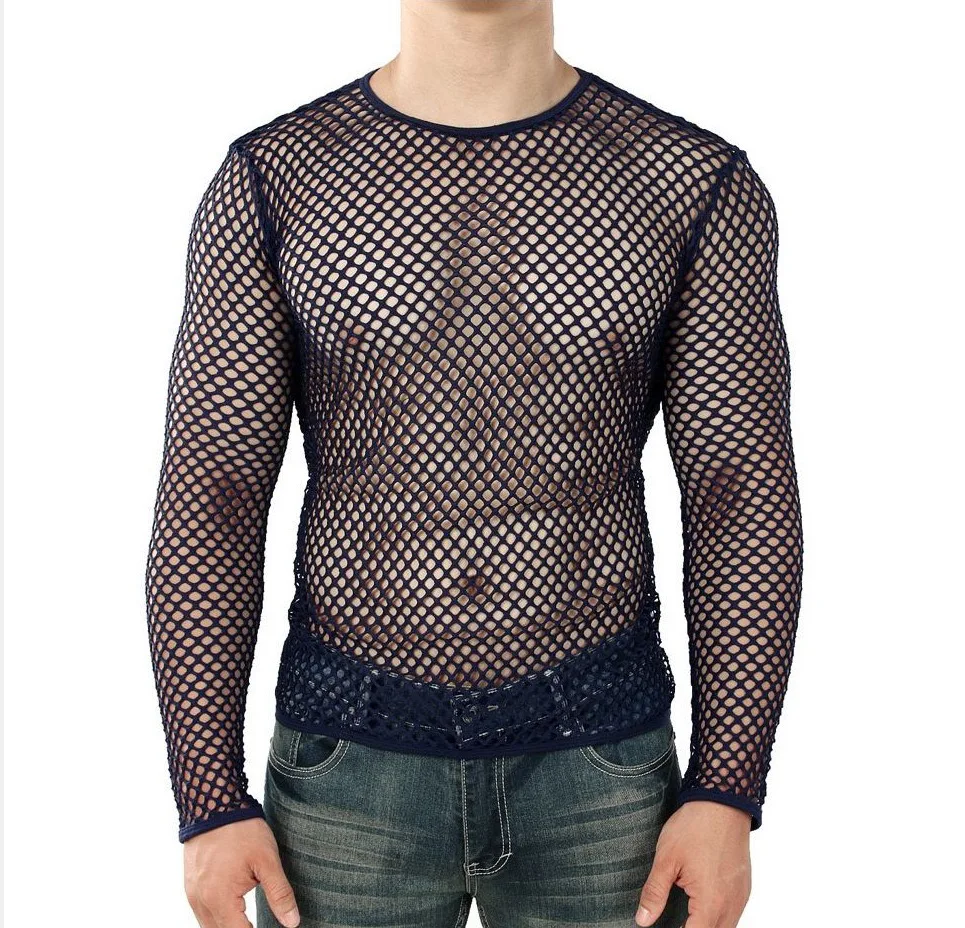 NPS OEM Transparent Black Men Mesh See Through Fishnet Sheer T Shirt ...