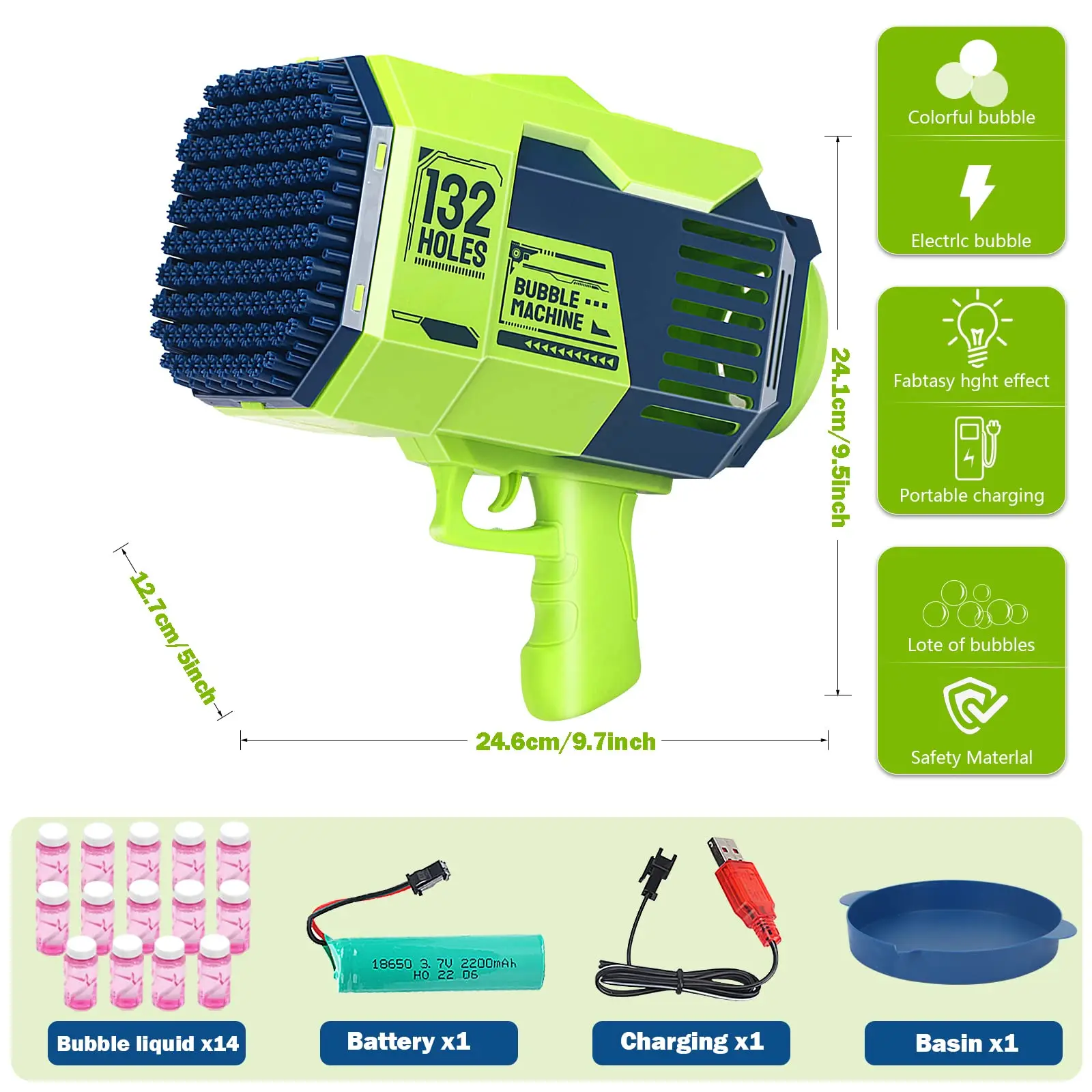 Bazooka Bubble Gun Rocket Soap Blaster Machine Bubble Launcher Blower ...