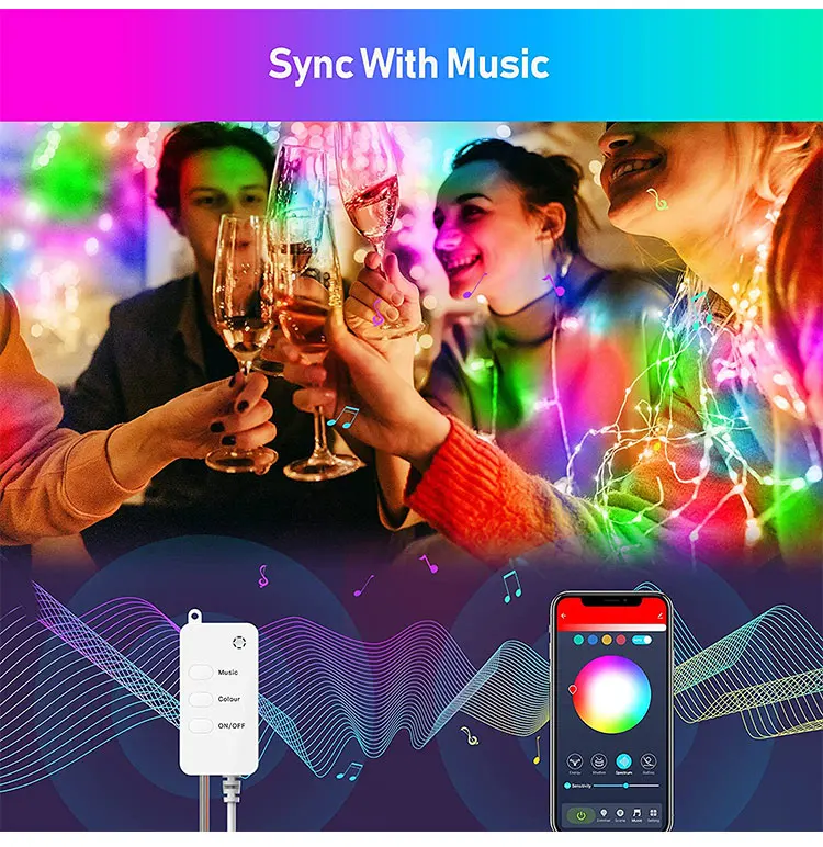 Smart Led Christmas Tree Decoration Lights Remote Control 10m Usb ...