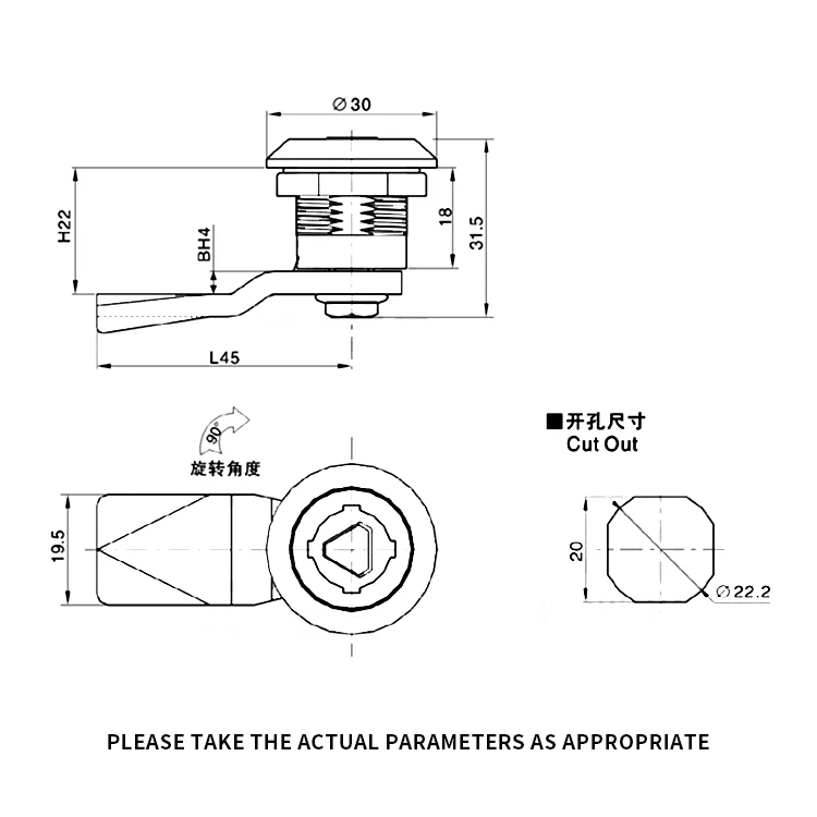 Ms727 Fire Hydrant Dustbin Lock Safe Cam Lock For Chassis Cabinet Door ...