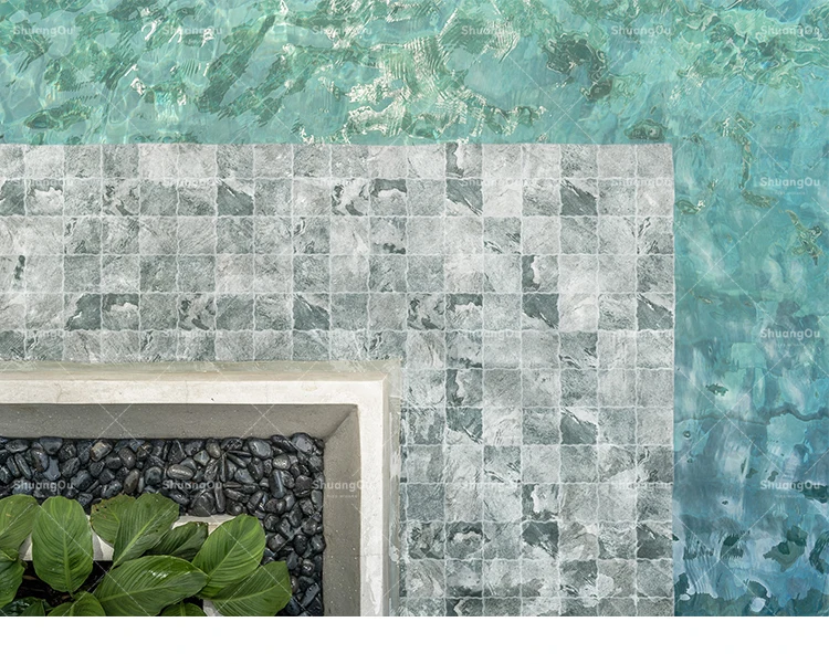 Modern Outdoor Pool Tile Grey Marble Look Tiles For Non-slip Swimming ...