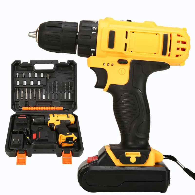 Yellow High Torque Portable Cordless Drill Set - 36V Power Tools