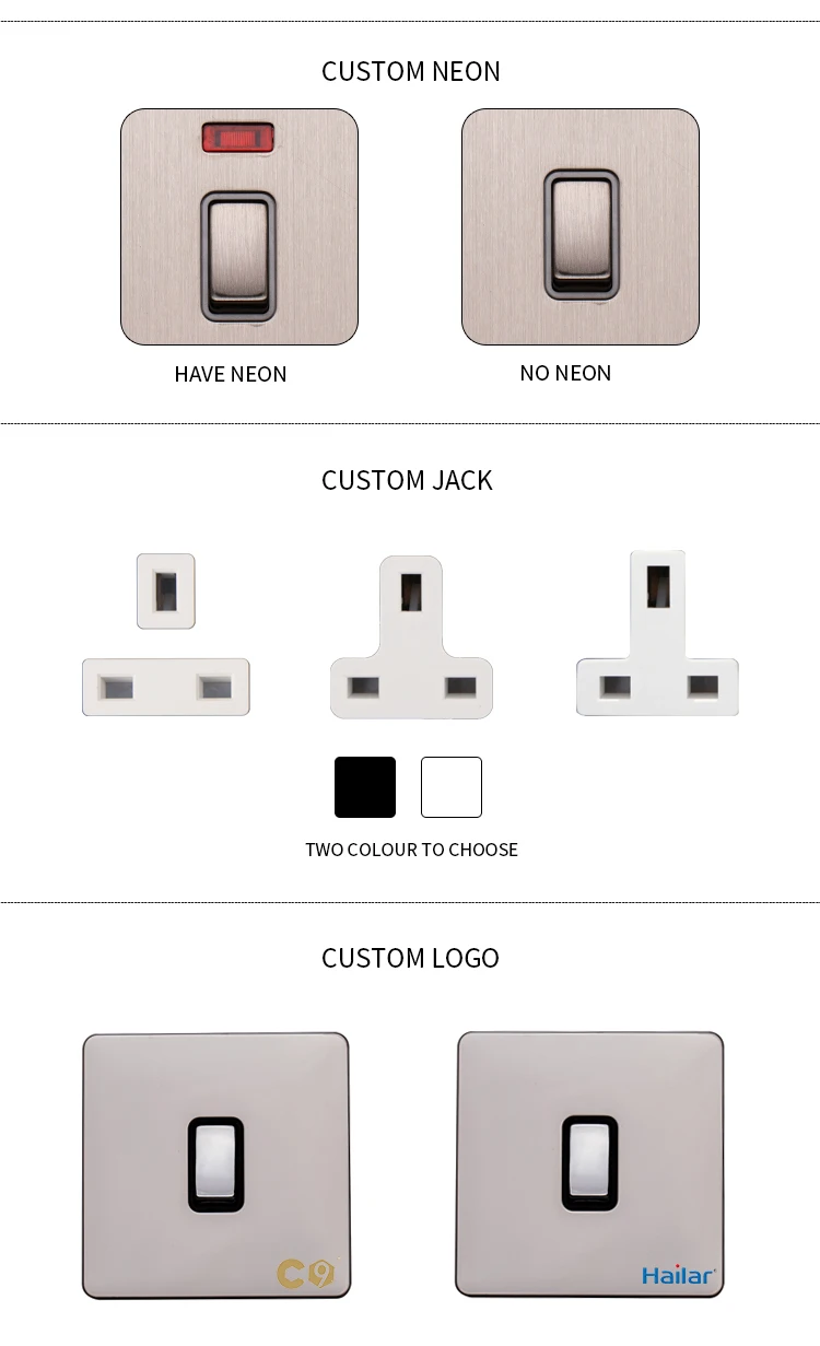 METAL CLAD 13A 2 Gang Switched Socket - Customizable Support