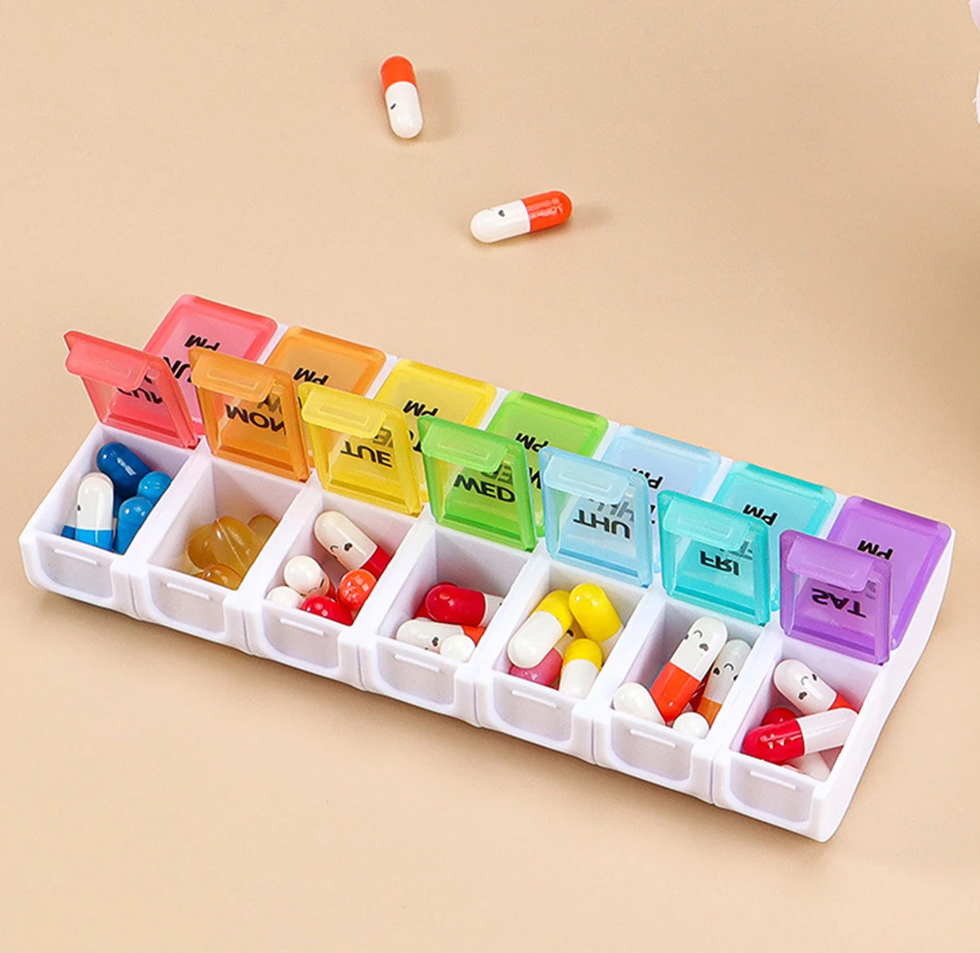 Nbbluesky 7 Cases Pill Box Case Portable Mixed Color Weekly Plastic ...