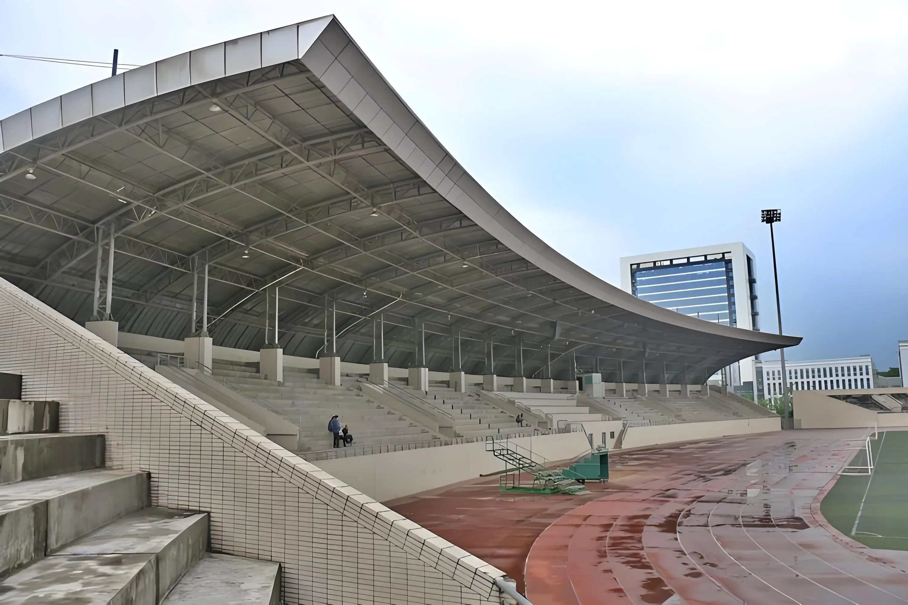 Lightweight School Playground Bleacher Canopy - Steel Truss Design