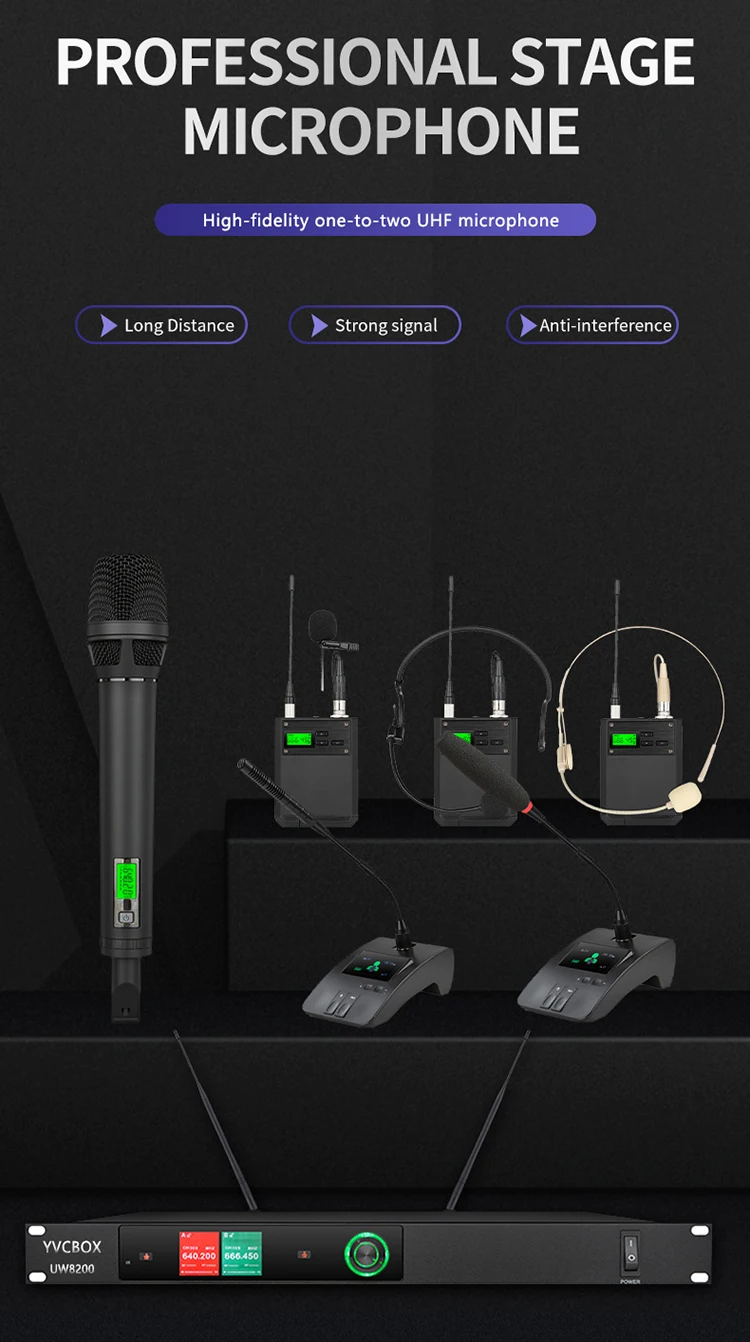 Wireless Microphone One With Two Mics Channel Wireless Gooseneck Microphone Conference Meeting ...
