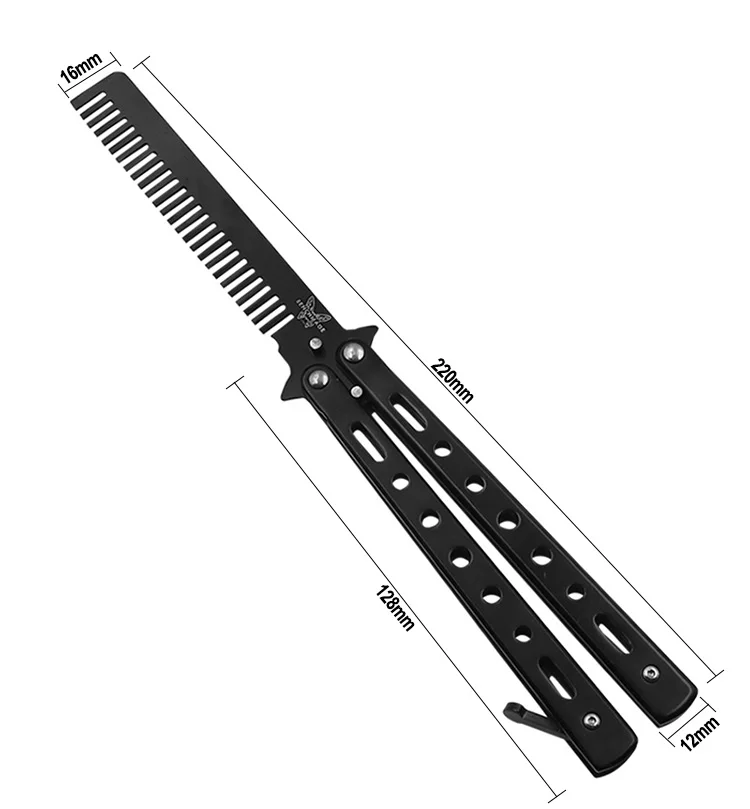 Butterfly Knife Comb Foldable Comb Stainless Steel Practice Training ...