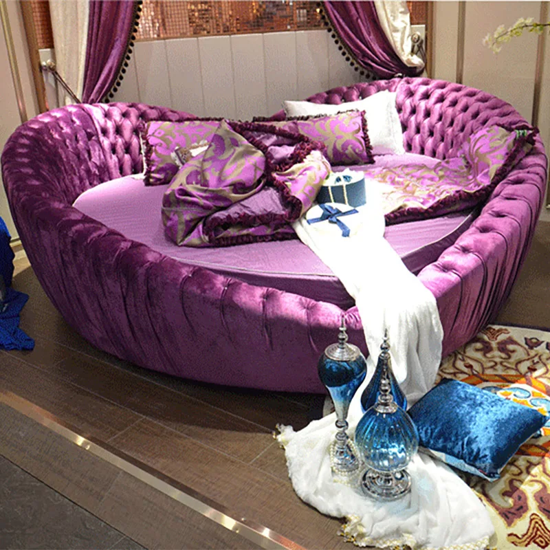Oem Modern Luxury Queen Round Bed Pink Bedroom Letto Rotondo Heart ...