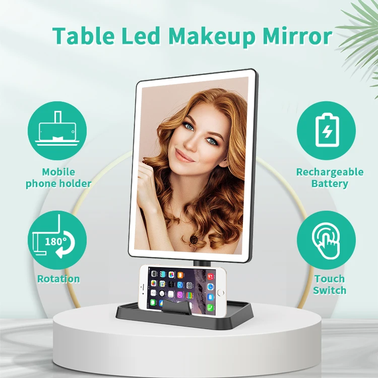 Custom Modern Desktop Portable Room Phone Holder Smart Mirror Touch ...