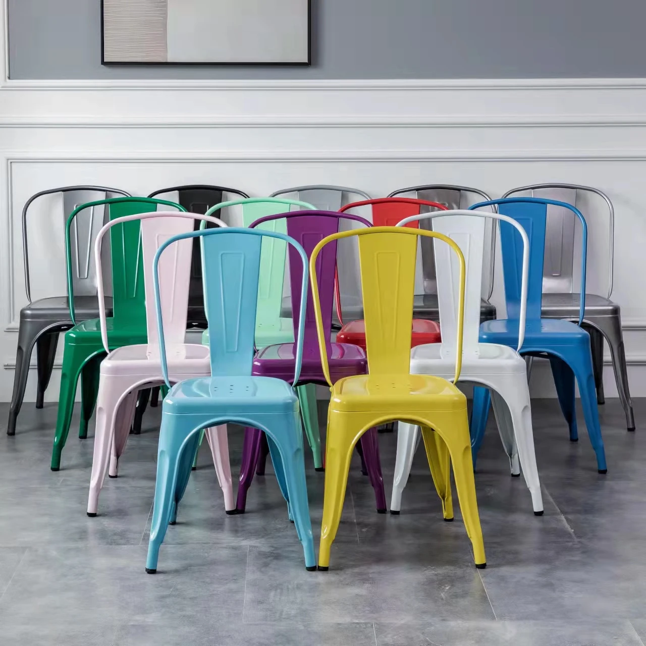 Wholesale Industrial Design Stackable Iron Chair Metal Frame
