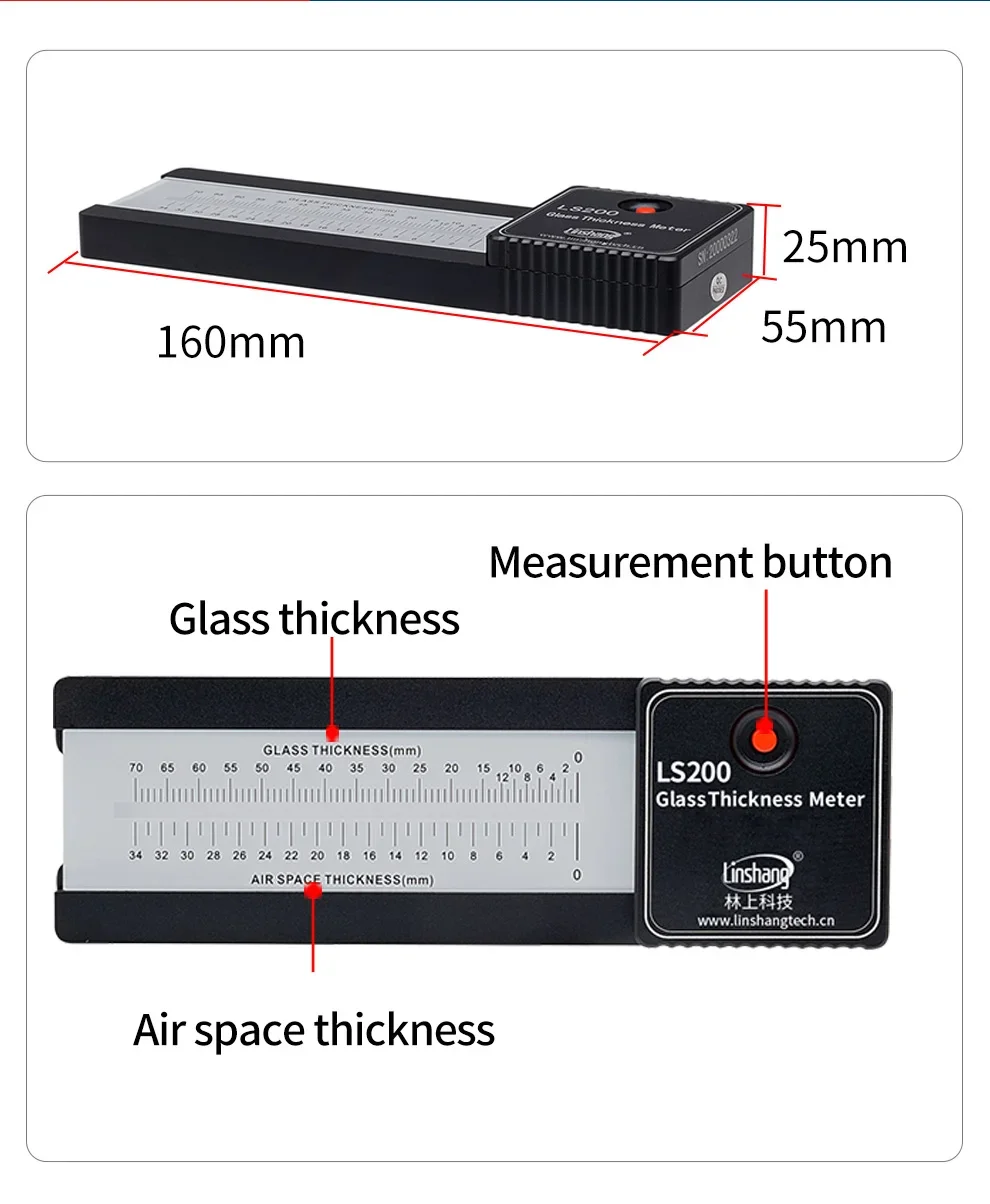 One-side Measurement Double Glazing Laser Glass Thickness Meter Hollow ...