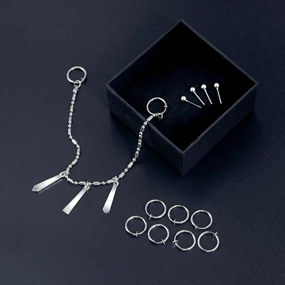 Anime Horimiya Miyamura Izumi Ear Clip Lip Chain Earrings Stainless ...