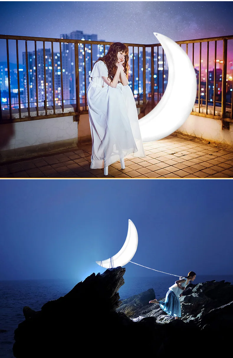 Crescent Moon Shaped Patio Swings - LED Outdoor Decor