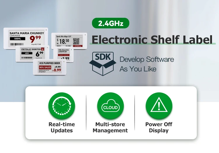 Suny Supermarket Shelf Tag Esl Electronic Shelf Label 2.66 Inch Digital ...