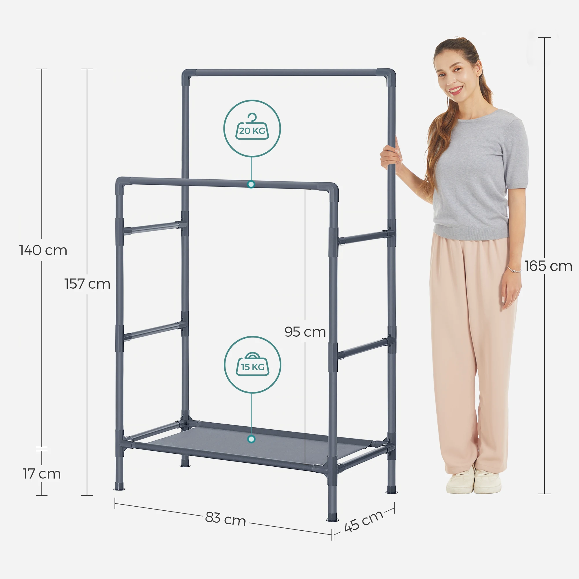 SONGMICS Double Rod Clothes Hanger - Save Space & Organize