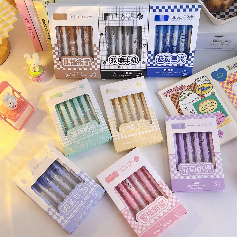 Cute Grid Series Gel Pen Creative Candy Color Plastic Student Signature ...