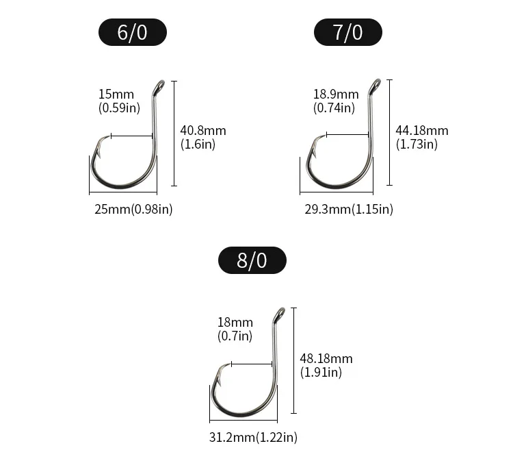 Stainless Steel 7385 Circle Hooks Saltwater Freshwater Sea Fishing ...