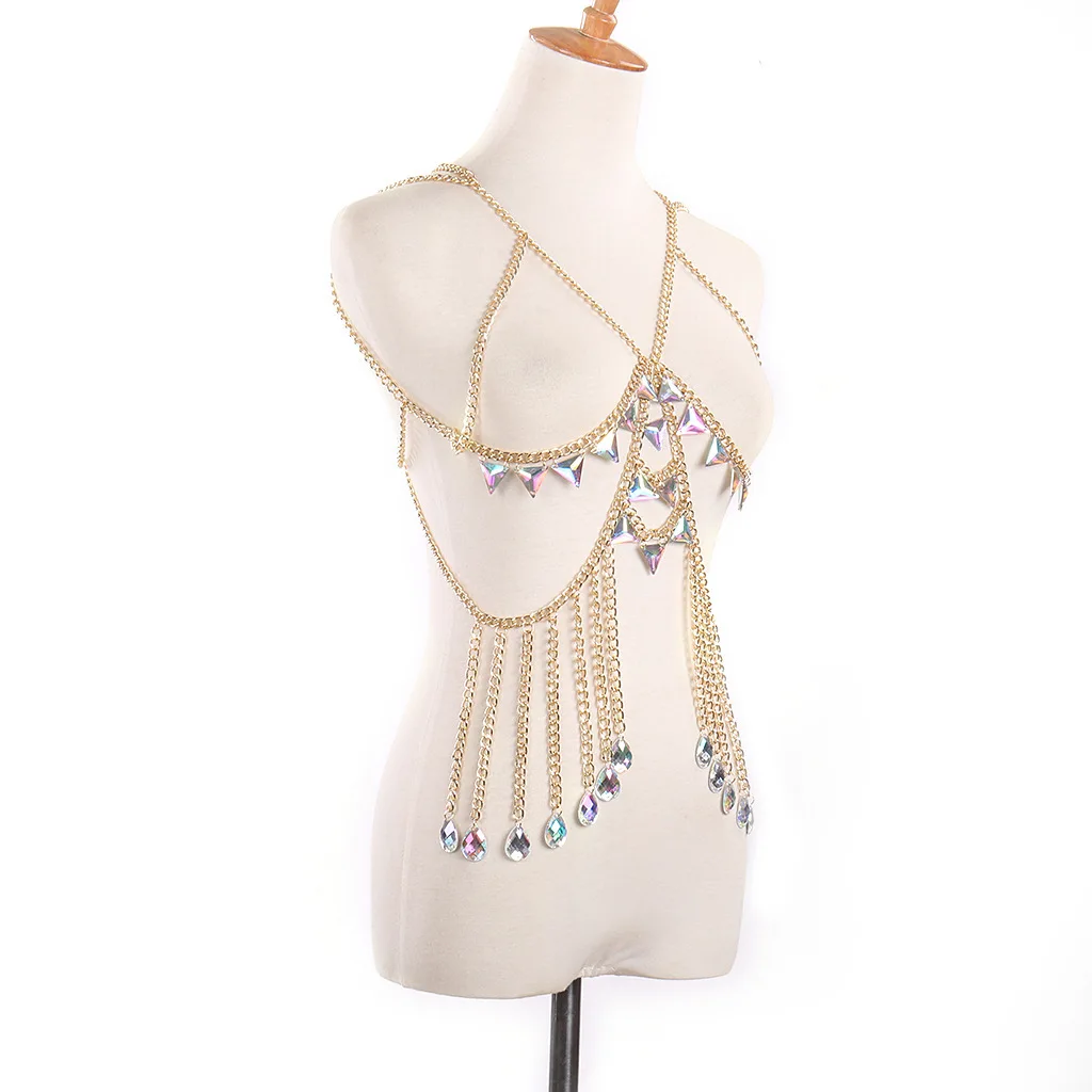 Shiny Crystal Body Chain Tassel Bikini Nightclub Chest Chain Fashion ...