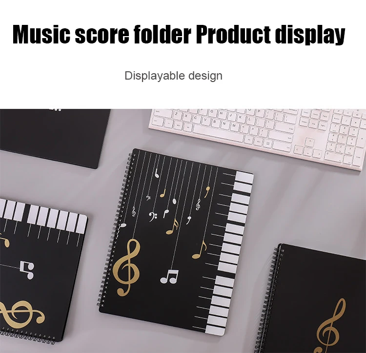 A4 Size Spiral Binding Multi Page Folder Piano Score Clip Durable ...