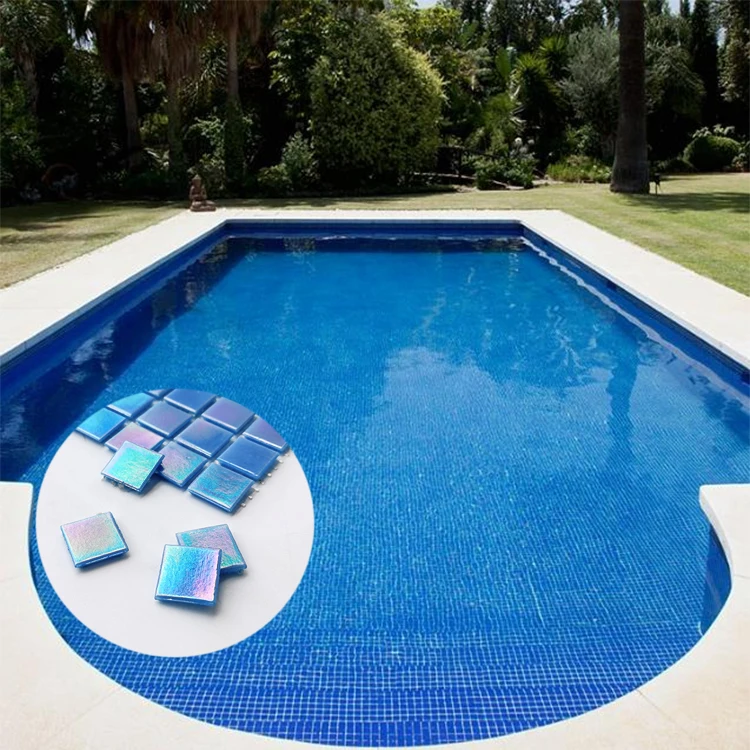 Hot Sale Blue Iridescent Glass Pool Mosaic Tiles - Modern Design for ...