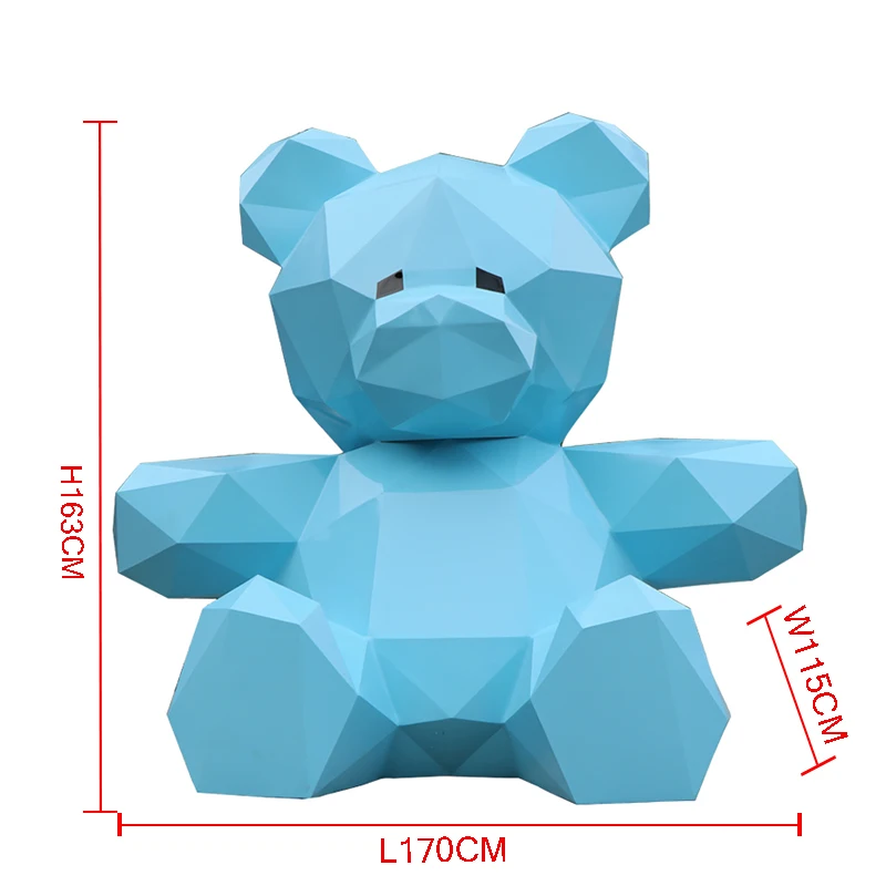 Large Size 3d Metal Bear Statue Stainless Steel Geometric Teddy Bear ...