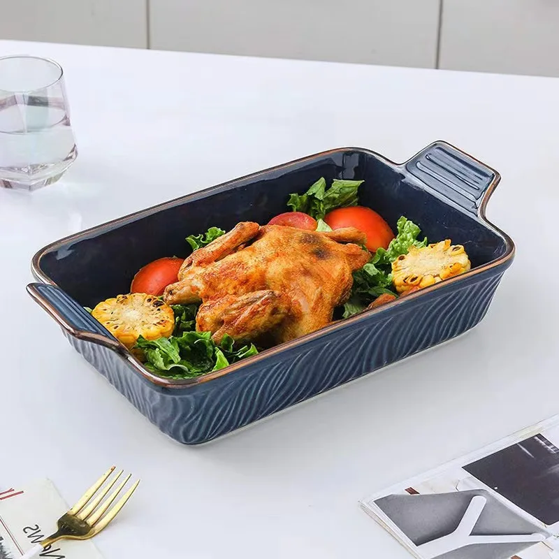 Custom logo Rectangular Casserole Dish Deep Bread Tray Oven Safe Baking ...