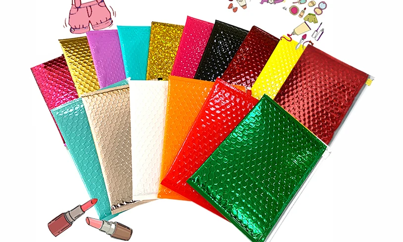 Reusable Zip Lock Pink Pe Bubble Zipper Packing Bag E-commerce Postal ...