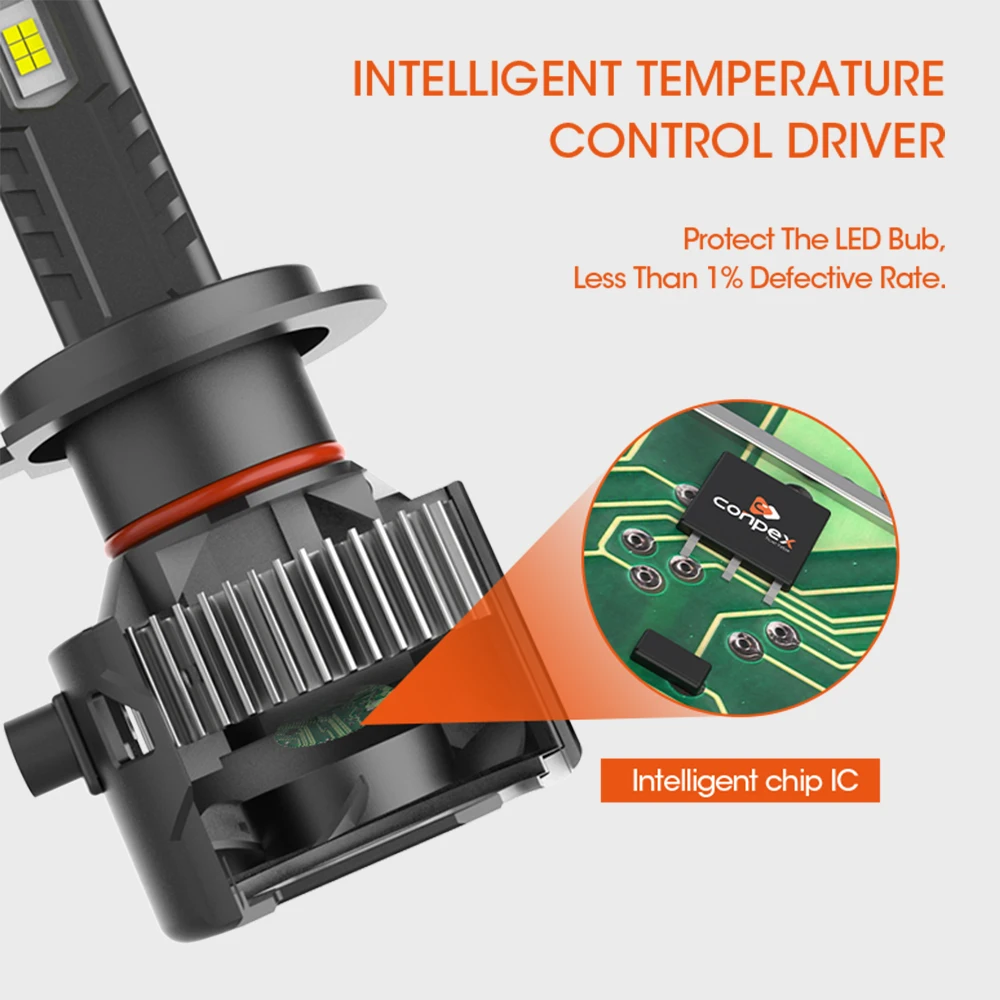 Conpex LED Headlight Bulb CSP Chips Canbus Error Free Lamps Conversion ...