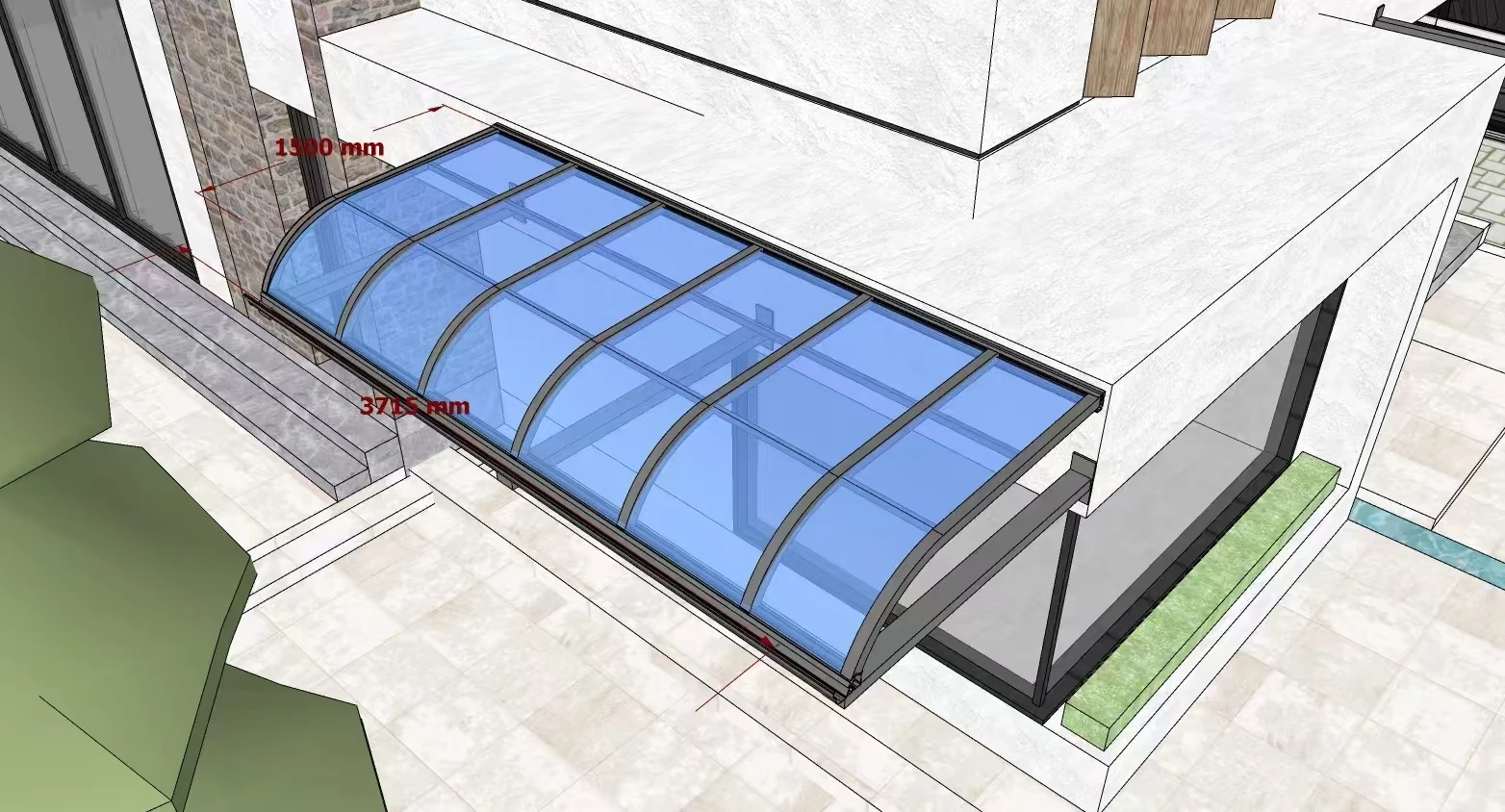 Customized Outdoor Polycarbonate Rain Canopy with Aluminum Frame
