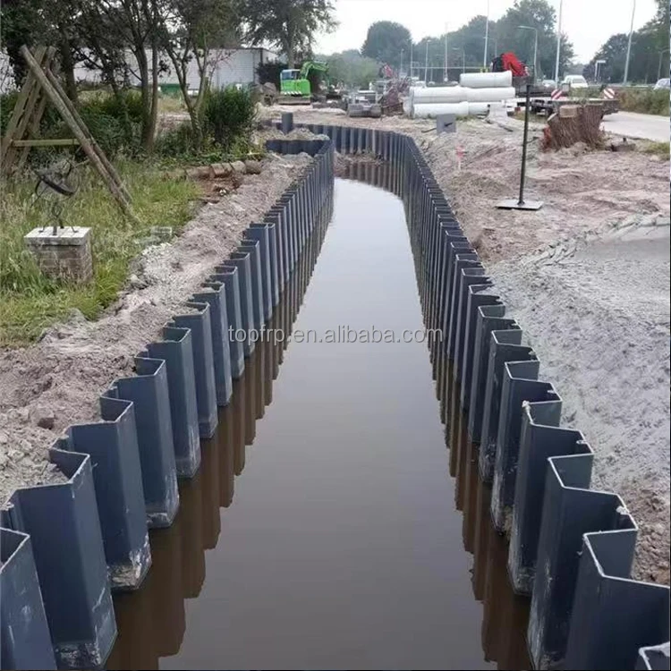Grey Color U Sheet Pile Plastic Sheet Pile Vinyl Sheet Pile SU718 9MM ...