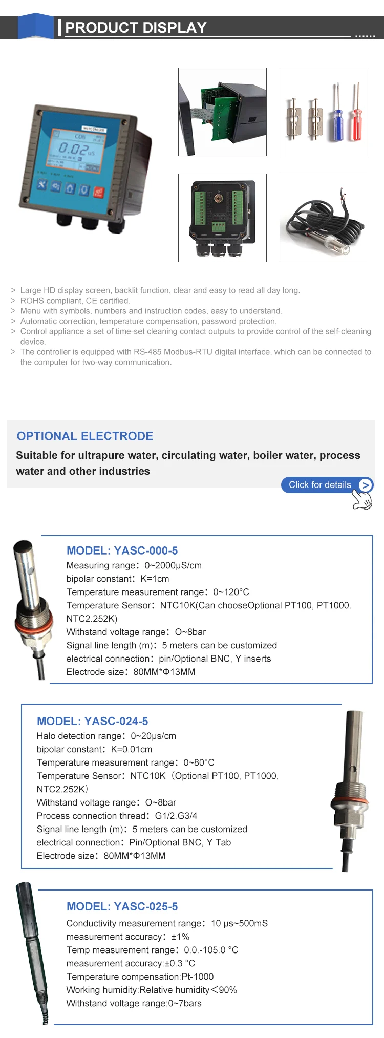 High Quality Industrial Online Electrical Conductivity Meter Digital ...