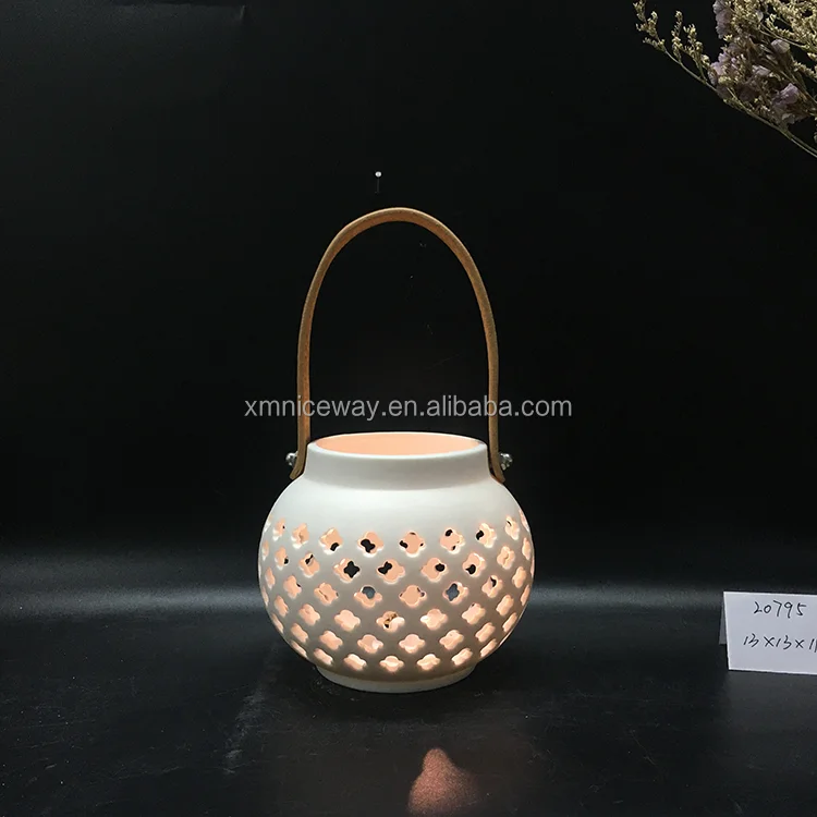 Large Unique Modern Outdoor Ceramic Garden Lantern With Handle Engraved ...
