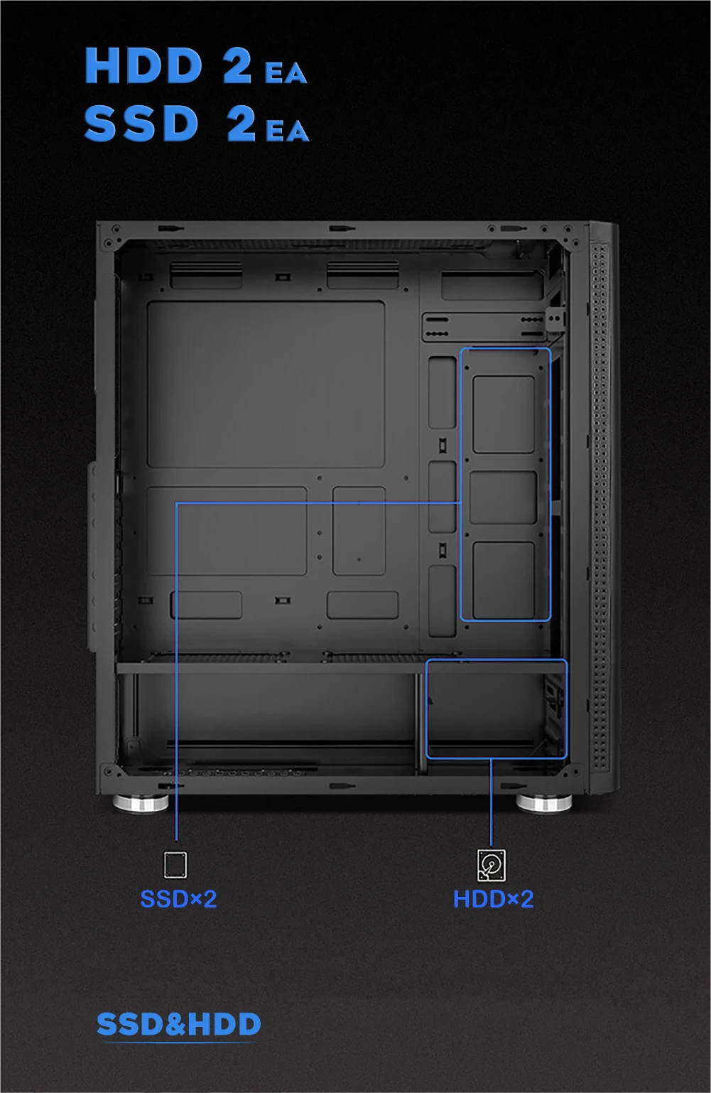 KINPOWER Starcool ATX Gaming PC Case - Tempered Glass & Liquid Cooling