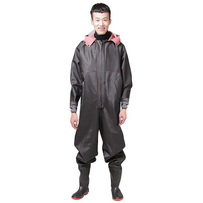 Black Rubber Pvc Waterproof Wader Suit Fishing Wader For Men - Buy ...