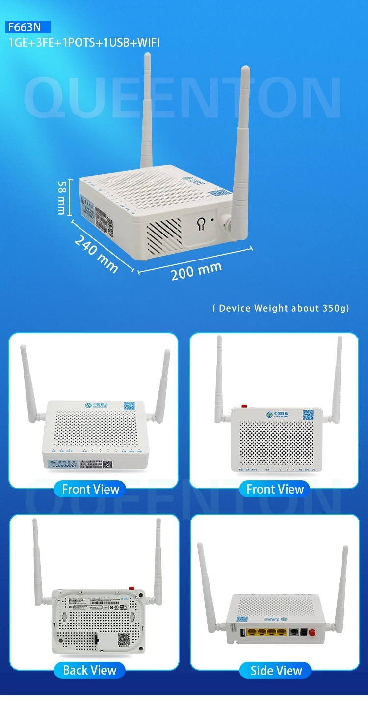 Yizhi Ftth Modem Router 1ge 3fe 1tel Wifi F663 External Antenna Gpon Onu Ont F663nv3a Zte Ont ...