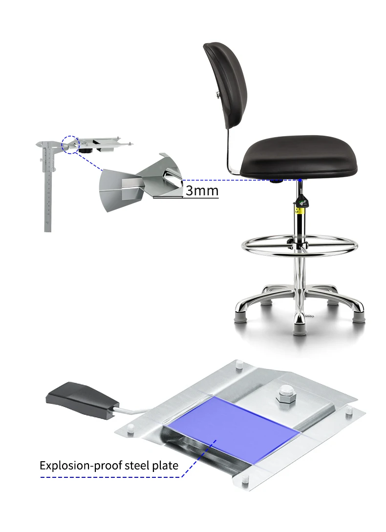 Laboratory Chairs Esd Lab Chair Leather Anti-static Backrest Dust-free ...