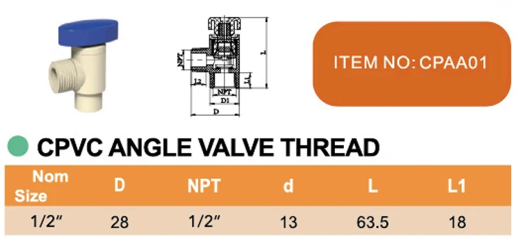 ERA ASTM D2846 standard cpvc angle valve Thread| Alibaba.com