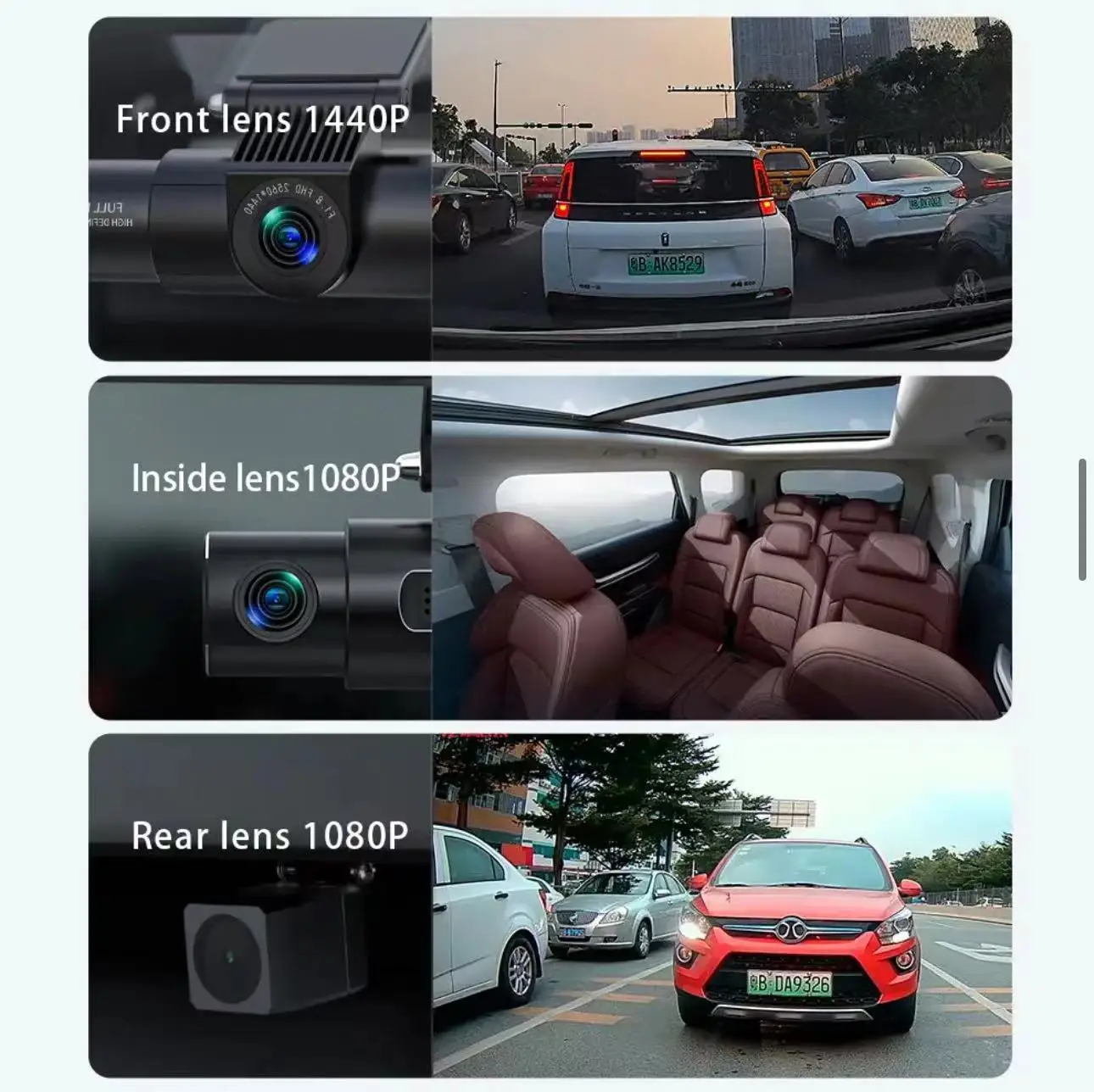 2024 Car Black Box Hd 3 Lens Adas Wifi Gps Dash Camera 2k Front And ...
