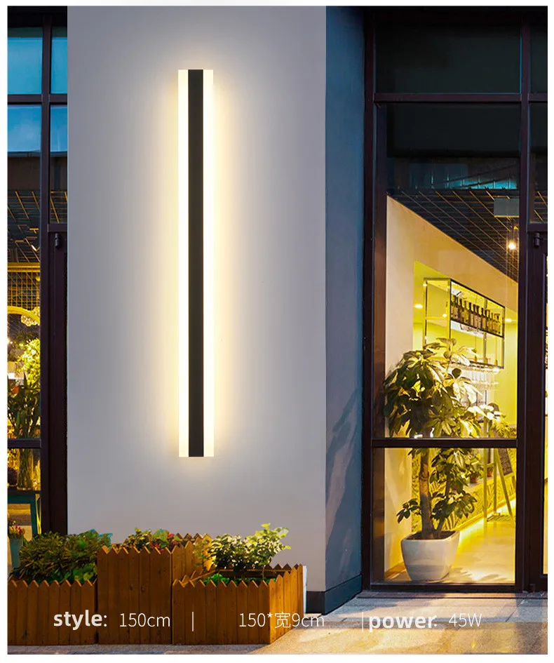 Modern Minimalist Led Outdoor Long Wall Light Waterproof Villa Exterior ...