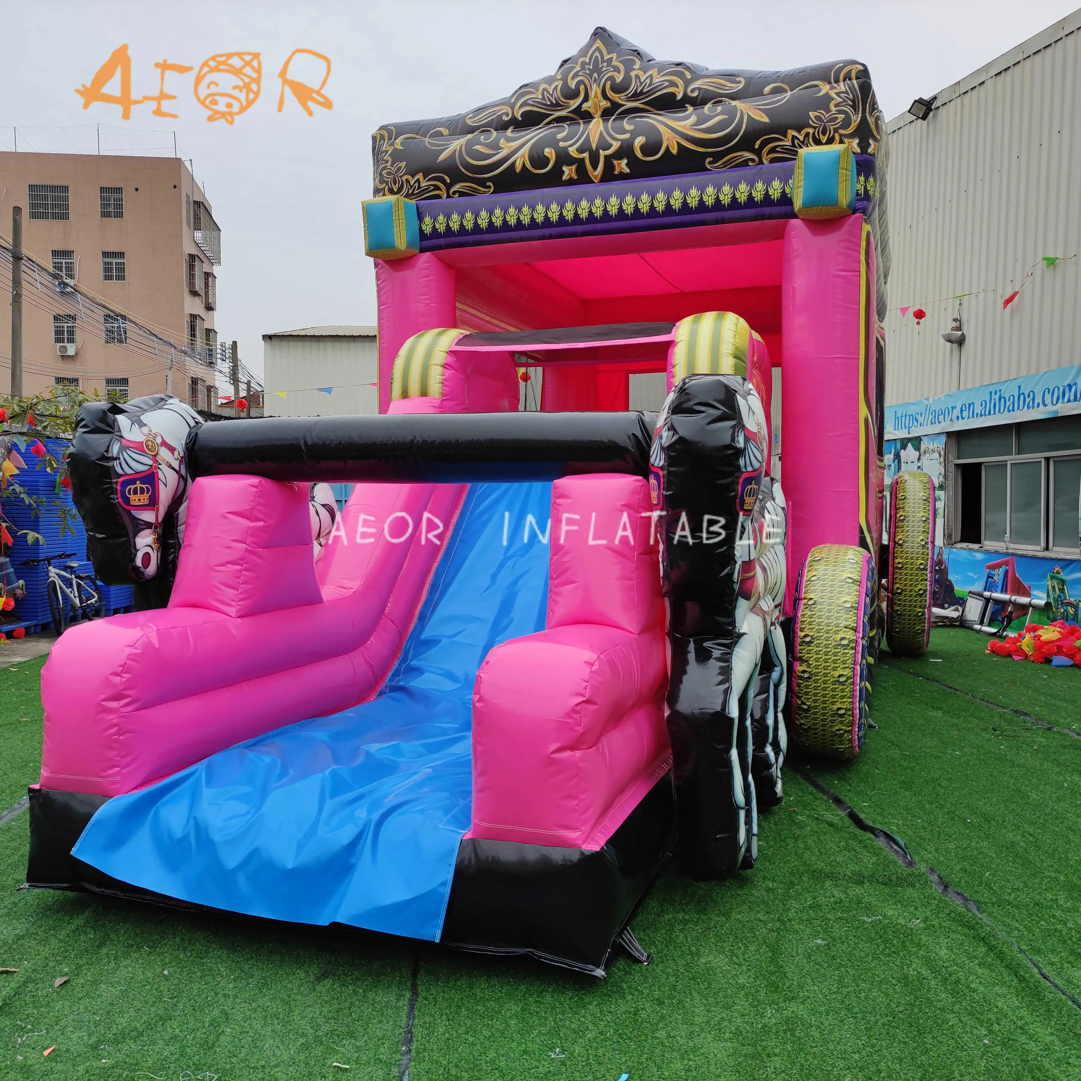 Princess Inflatable Pink Bouncy Castle Moon Bounce House for Girl ...