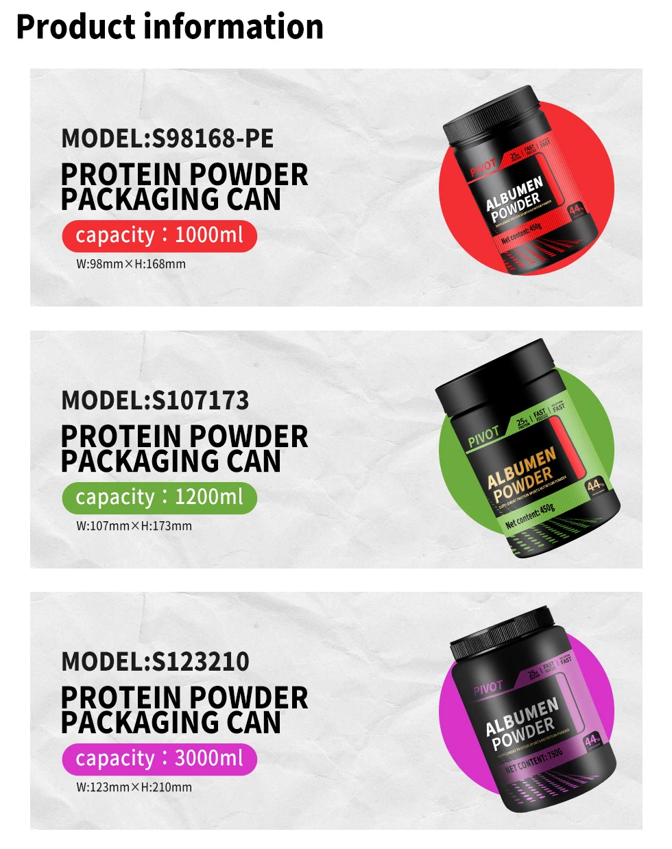 Supplement Bottle Black Protein Powder Container Whey Protein Jar ...