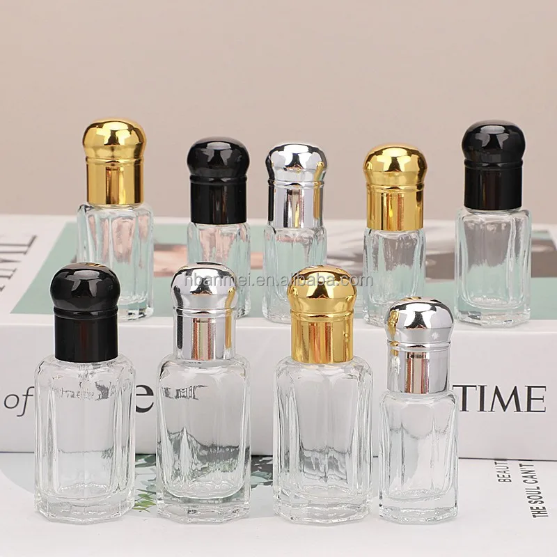 Mini 12ml Fancy Transparent Octangle Attar Perfume Oil Roller Glass ...