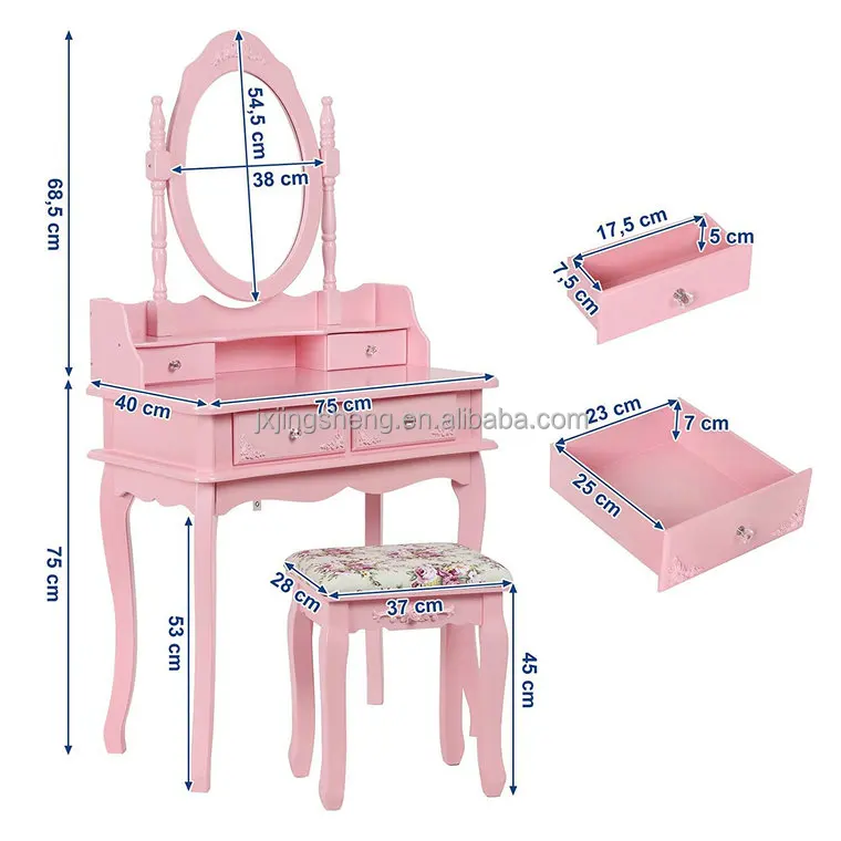 Wooden Cosmetic Vanity Dressing Table/pink Dressing Table For Girls ...