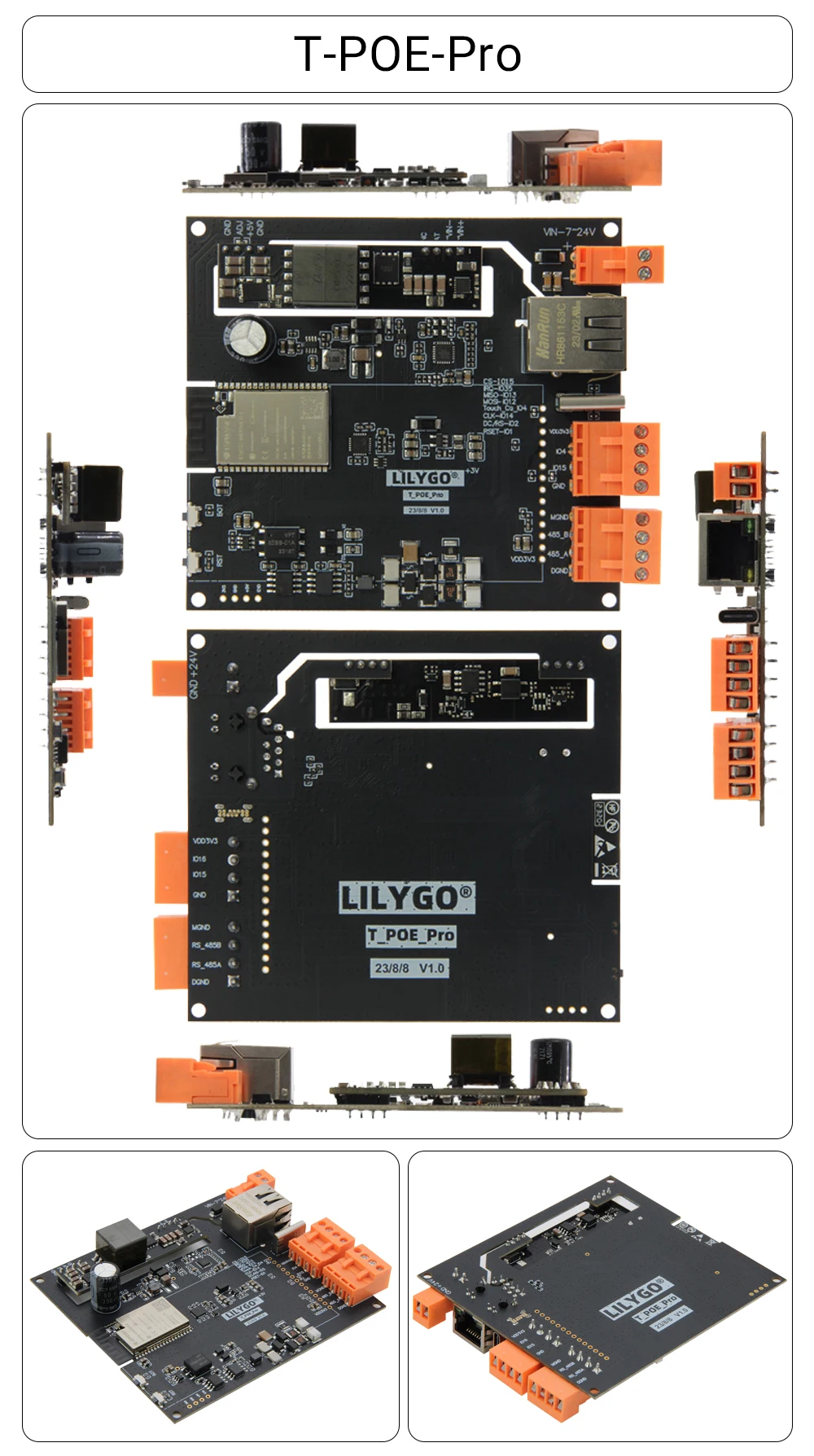 Lilygo T-poe-pro Esp32 Programmable Development Board Esp32-wrover-e + Lan8720 Ethernet + Rs485 ...