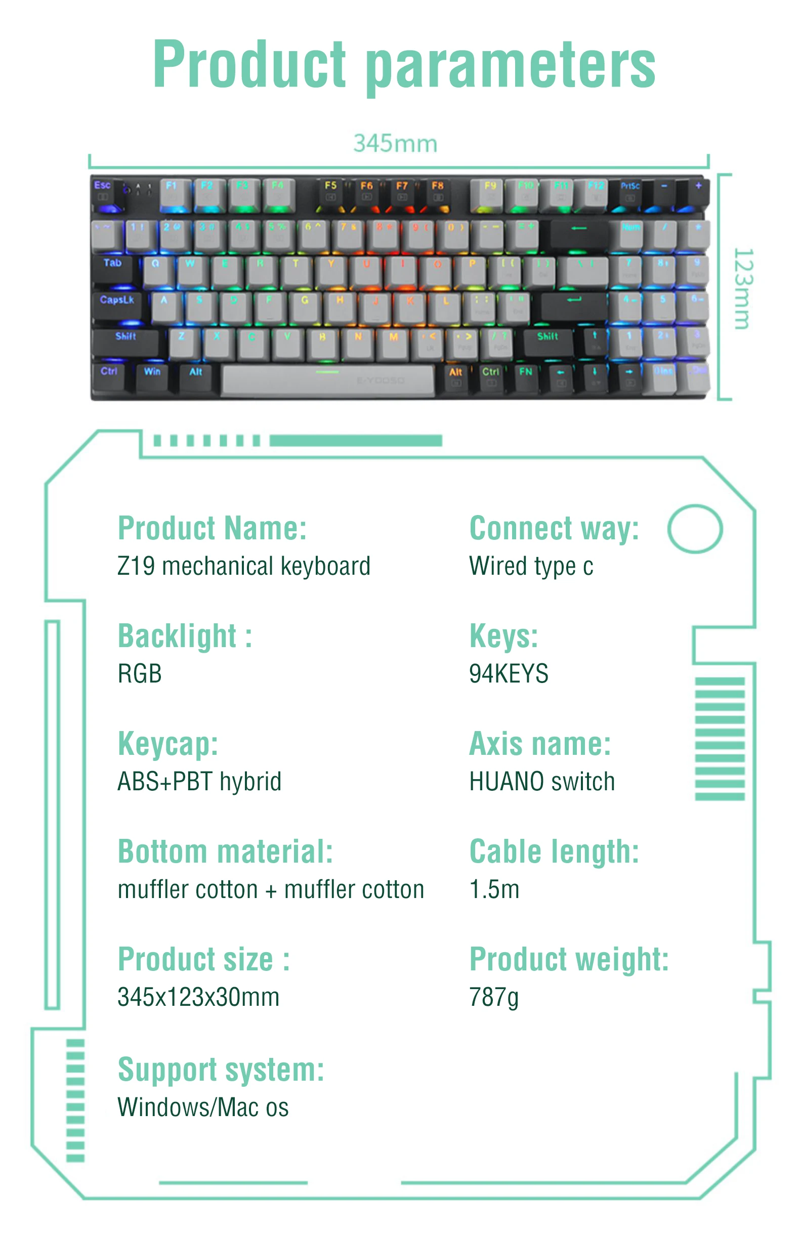 E-YOOSO 94keys Mechanical Keyboard - Sound Insulation Upgrade